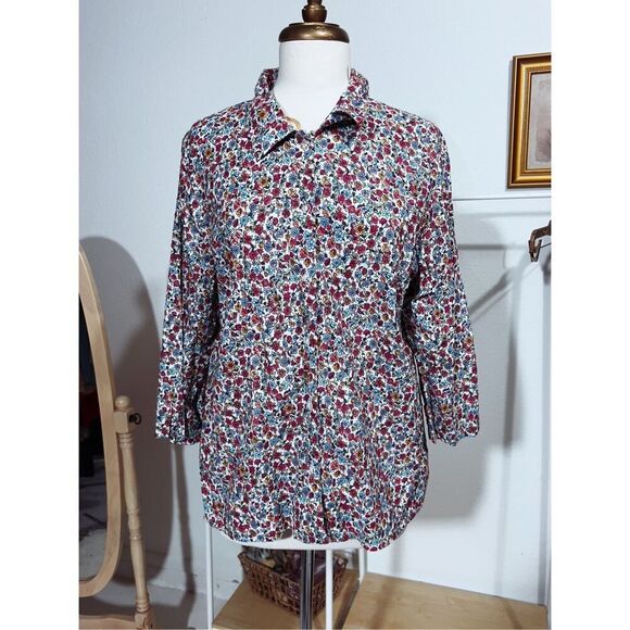Koret | Tops | Vintage Koretwhimsical Colorful Floral Buttondown Blouse ...